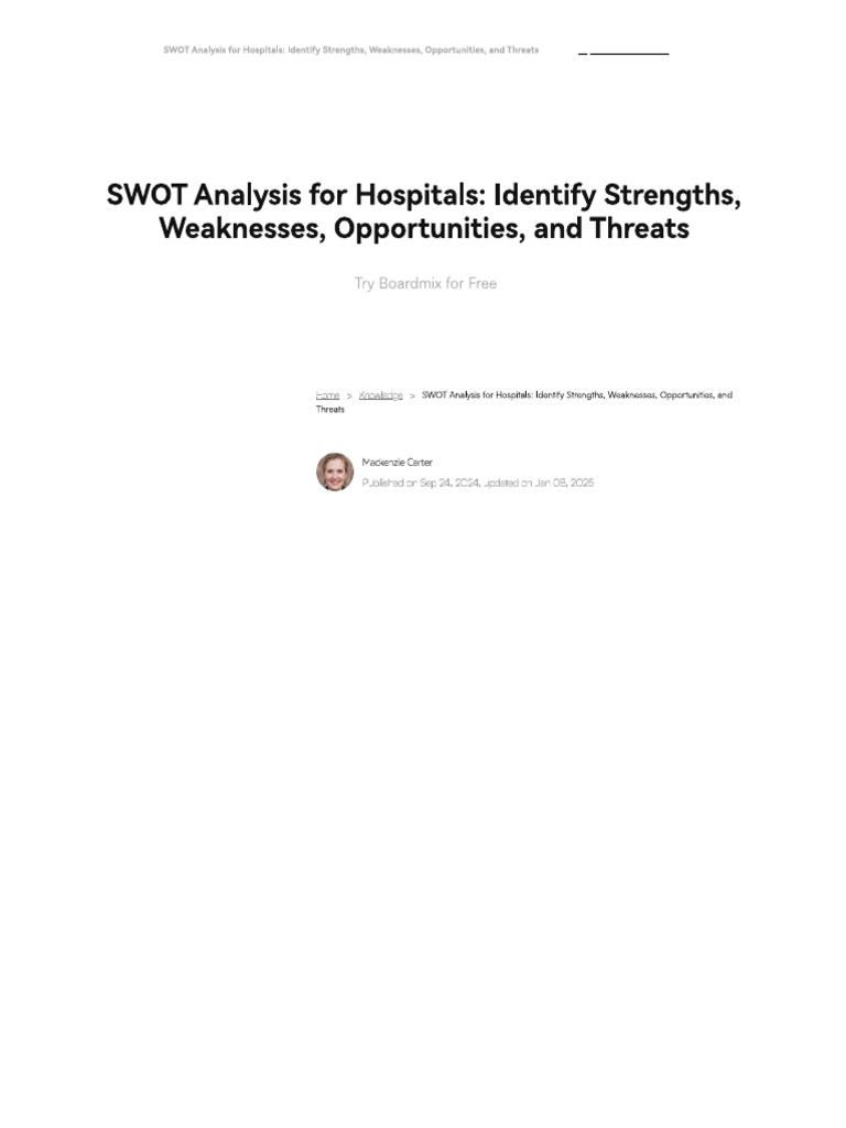 SC Hospital Swot Analysis | PDF