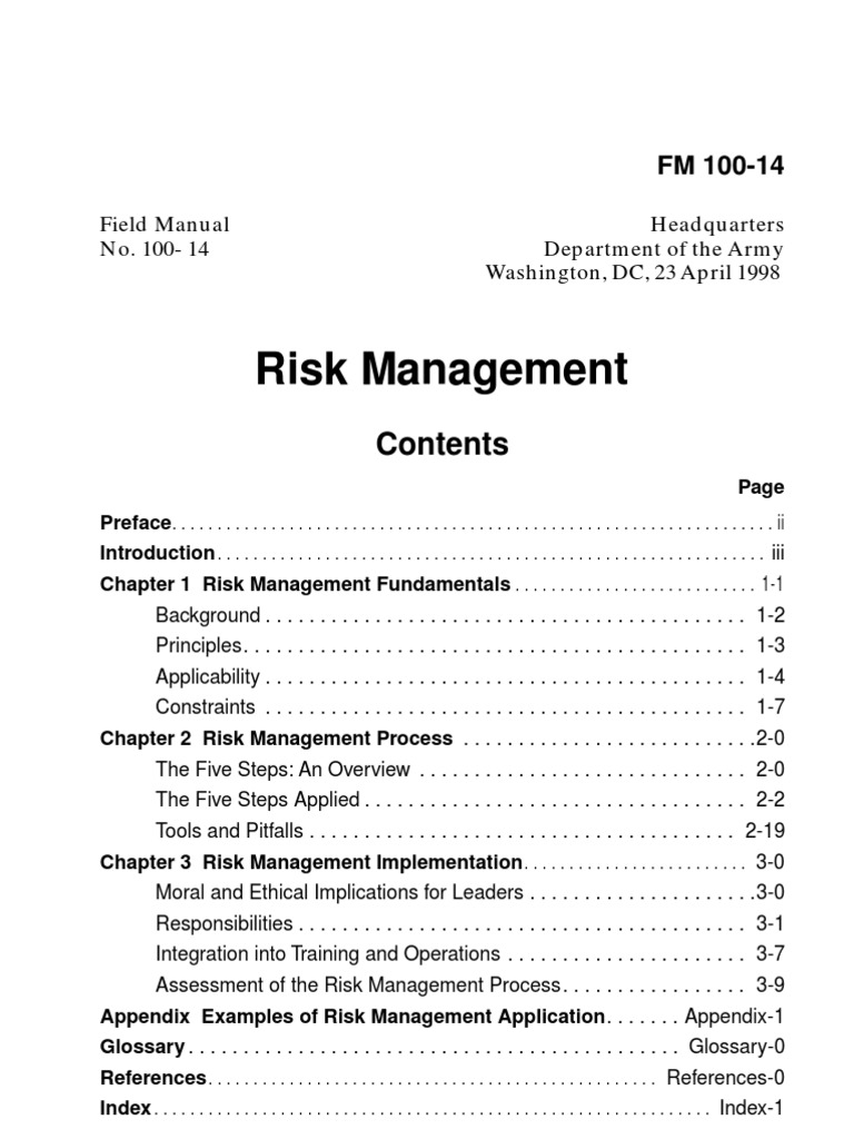 FM 100-14 Risk Management | PDF | Hazards | Risk