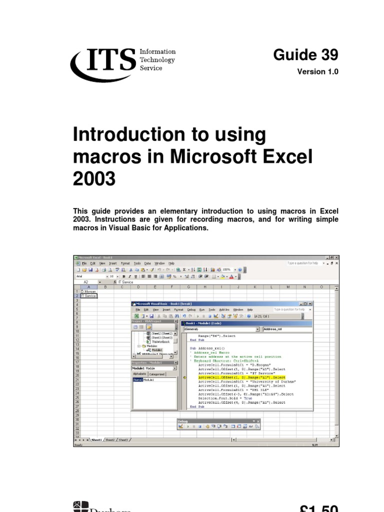 Introduction To Using Macros In Microsoft Excel 2003 Pdf