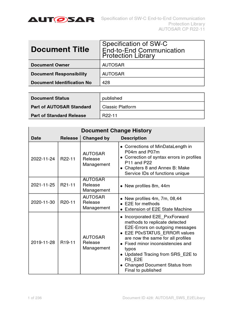 AUTOSAR End-to-End Communication Spec | PDF | Computer Science ...