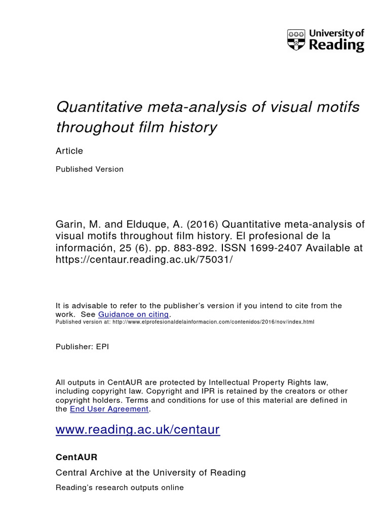 Visual Motifs in Film: A Meta-Analysis | PDF | Methodology