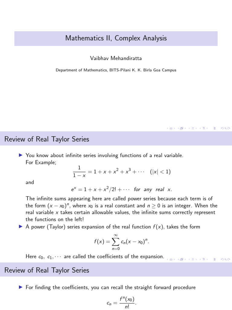 Complex Analysis: Taylor and Laurent Series | PDF | Functions And ...