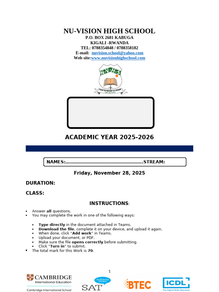 NU-Vision High School Academic Work 2025-2026 | PDF | Computer File ...