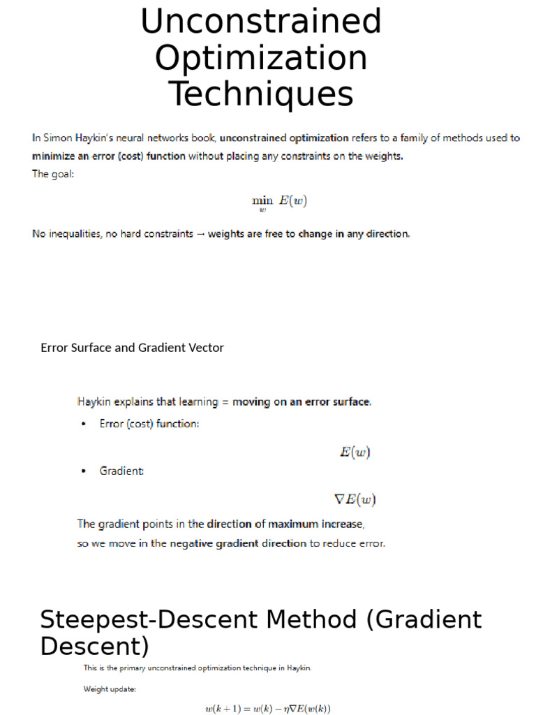 Unconstrained Optimization Techniques | PDF