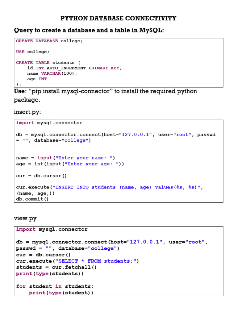 Python Database Connectivity | PDF