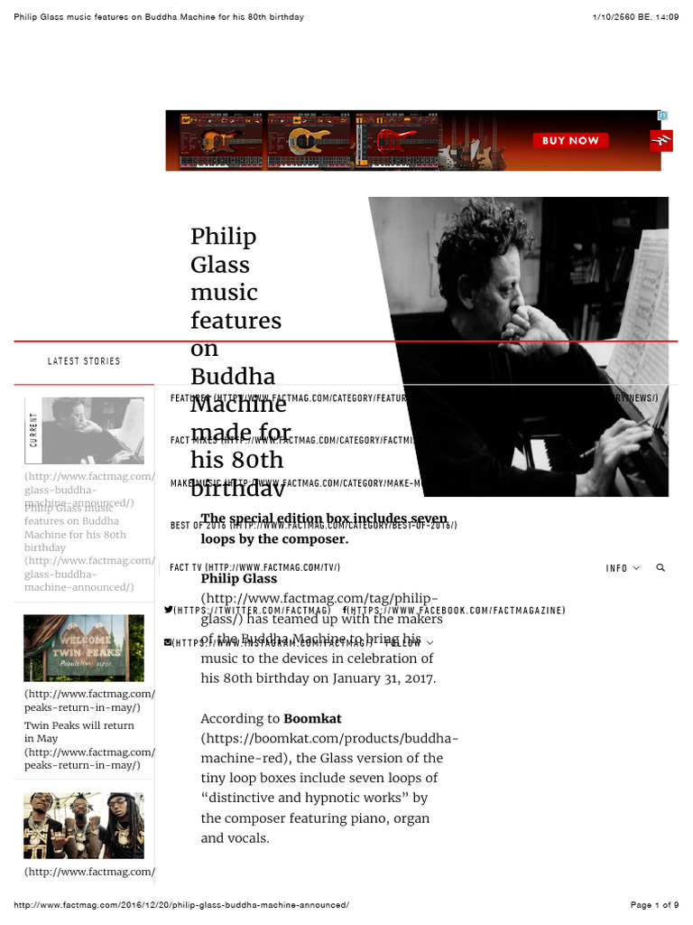 Philip Glass Music Features On Buddha Machine For His 80th Birthday ...