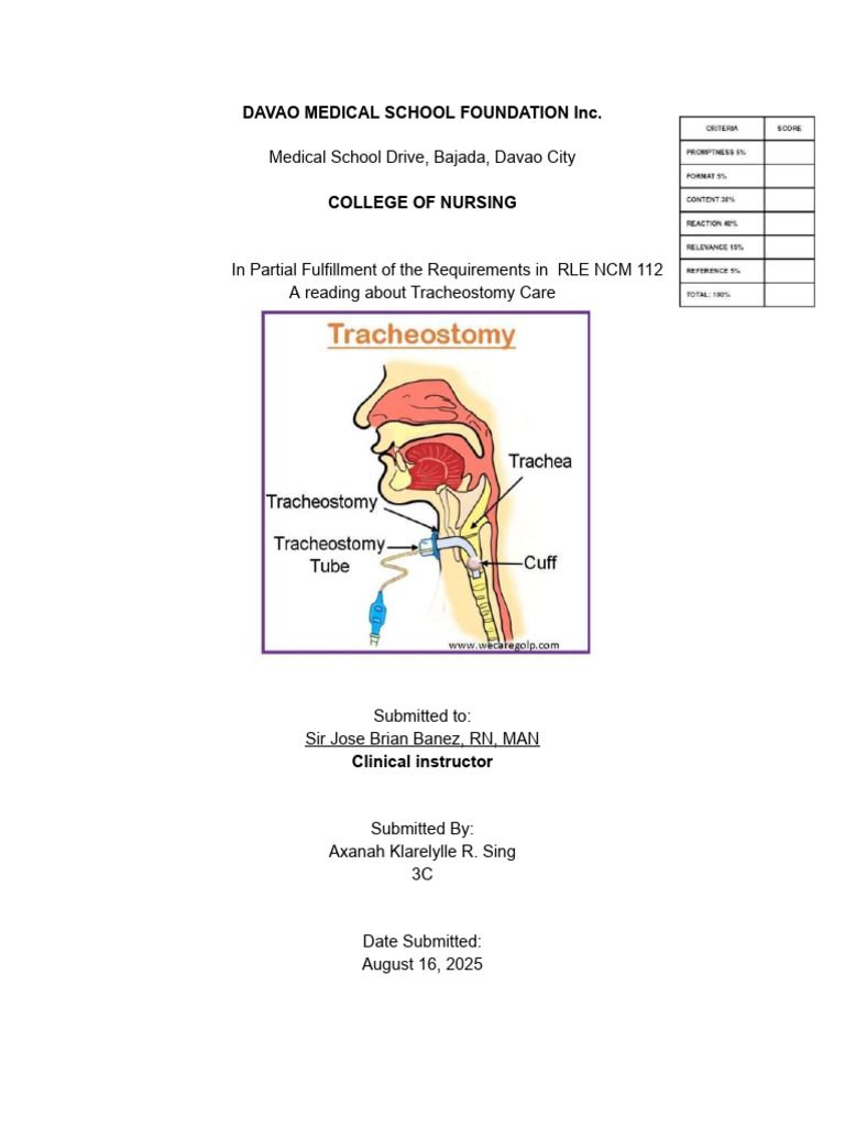 READING Tracheostomy Care | PDF | Respiratory System | Surgery