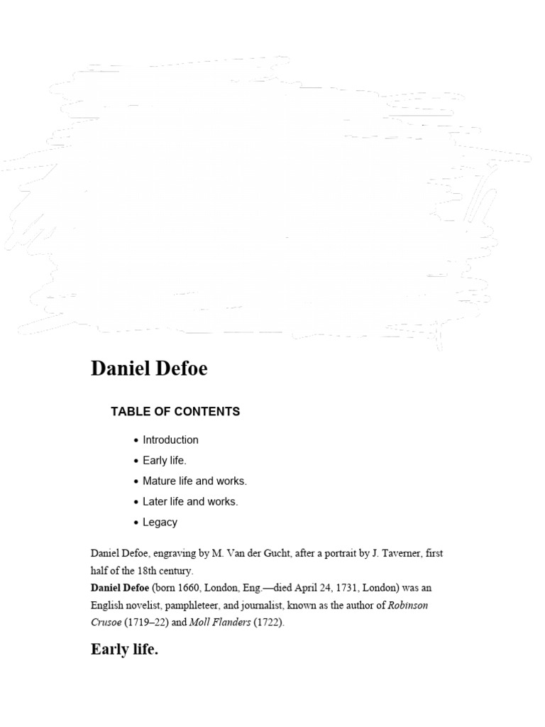 Daniel Defoe Notes_251209_194332 | PDF | Daniel Defoe | Robinson Crusoe