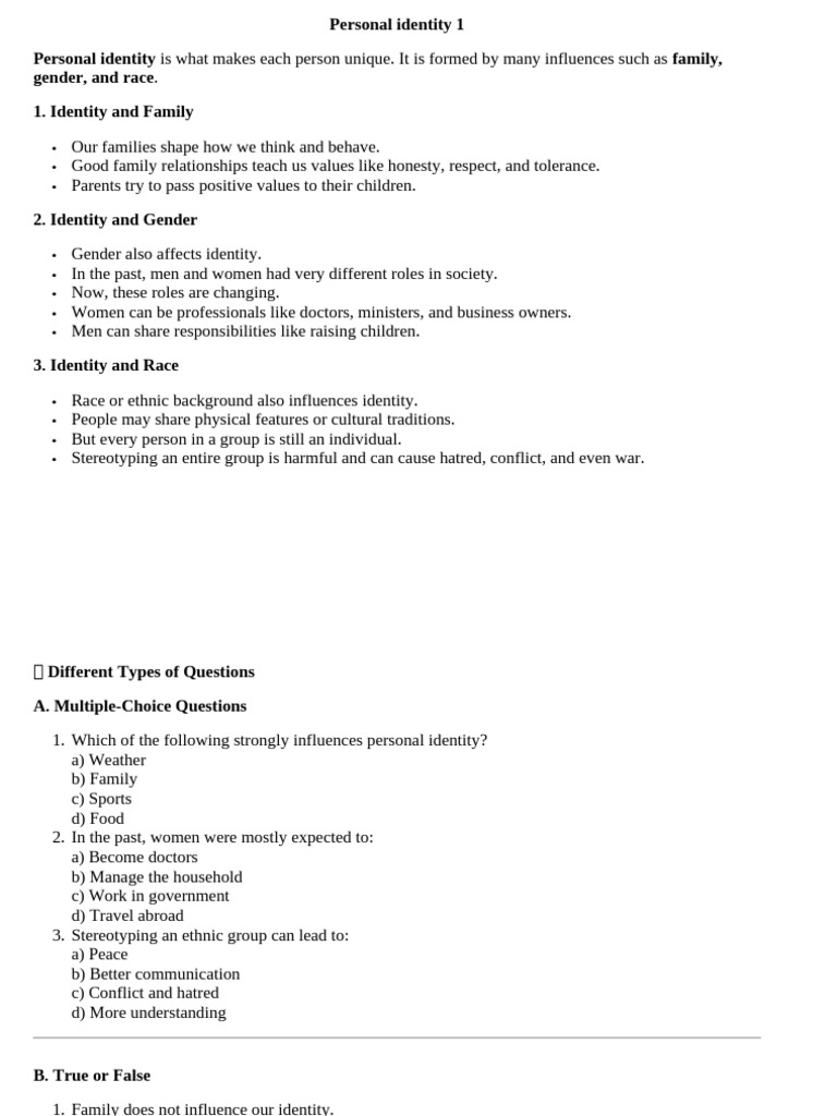 Understanding Personal Identity Factors | PDF