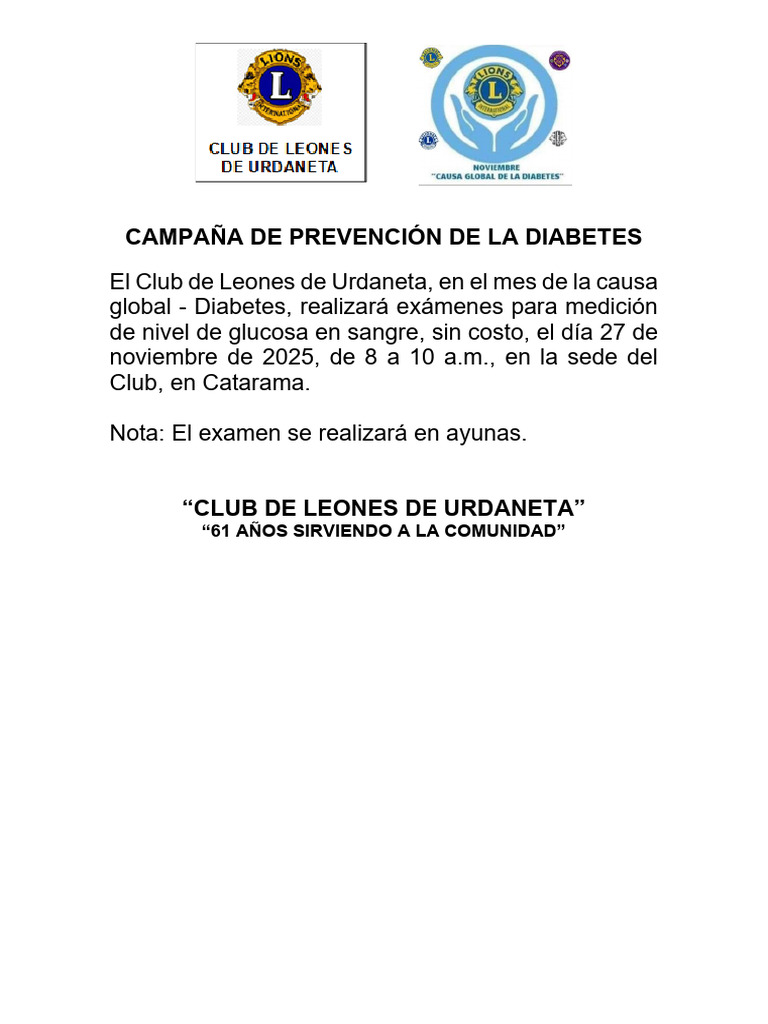Mensaje Promocional Prevención de Diabetes 27-11-2025 | PDF