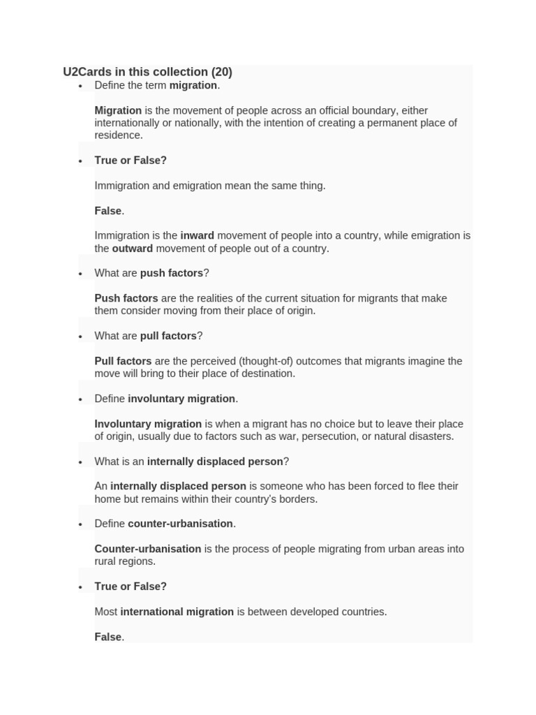 Key Concepts of Migration Explained | PDF | Human Migration | Cultural ...
