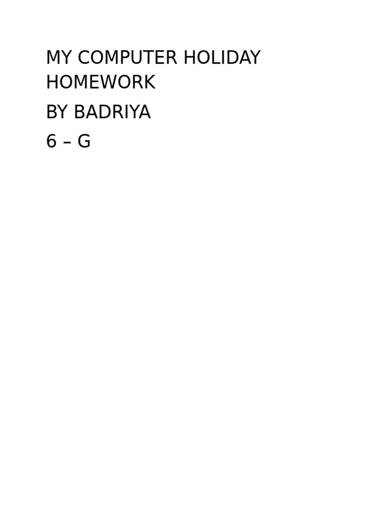 Computer Holiday Homework | PDF