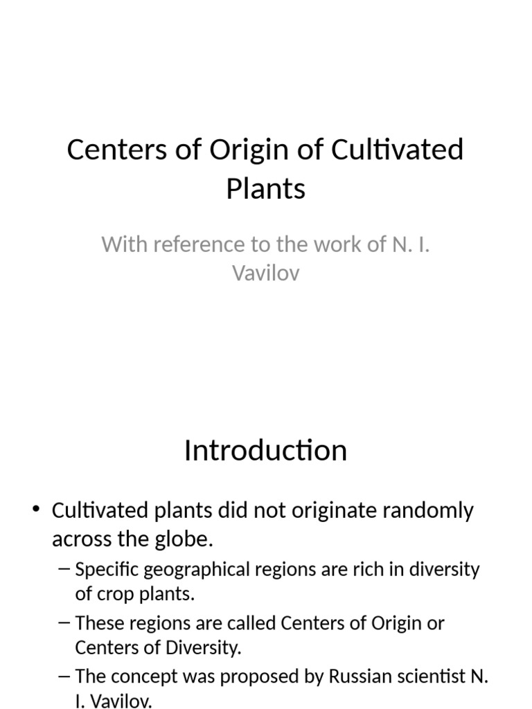 Centers of Origin for Cultivated Plants | PDF | Agriculture | Crops