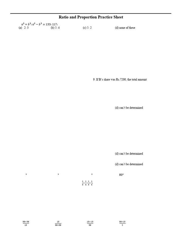 Ratio and Proportion Practice Questions | PDF | Ratio