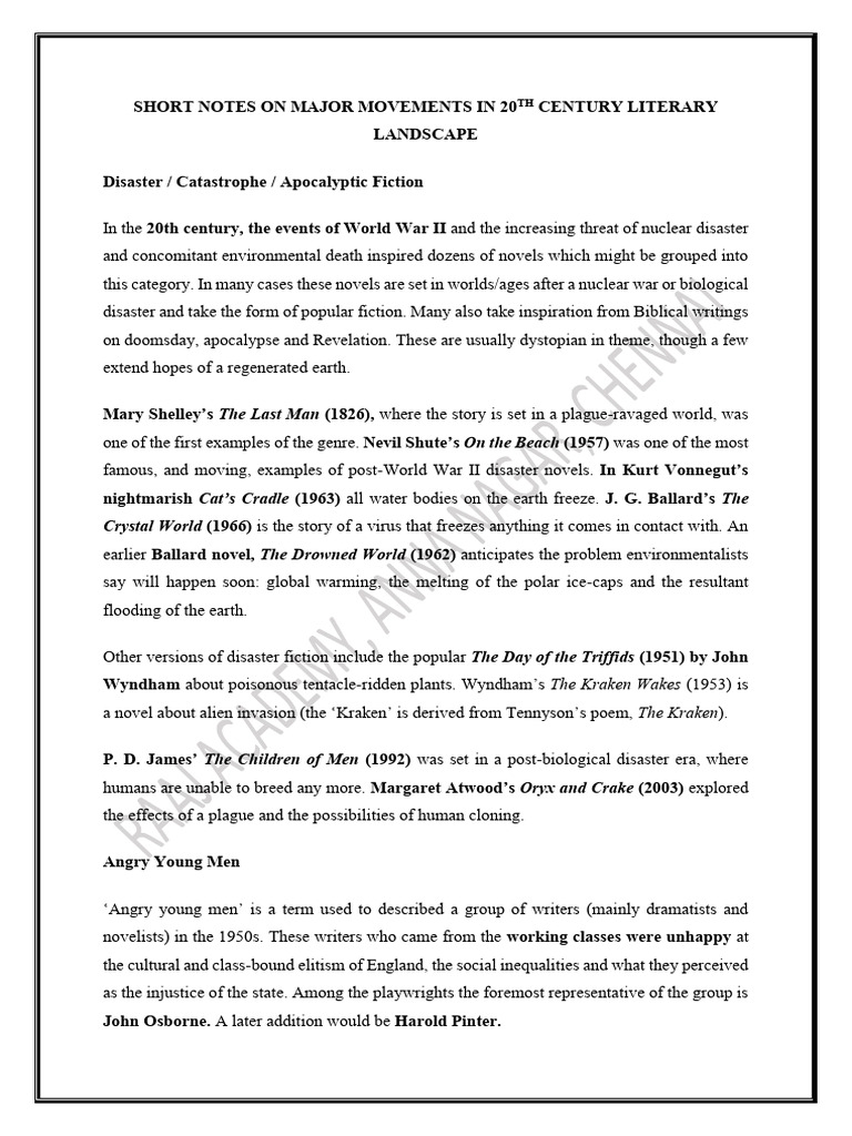 20th Century Literary Movements Overview | PDF | Apocalyptic And Post ...
