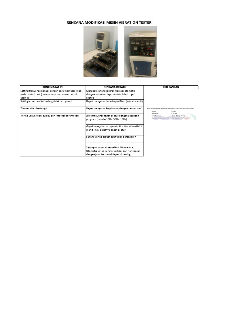 Rencana Modifikasi Mesin Vibration Tester | PDF