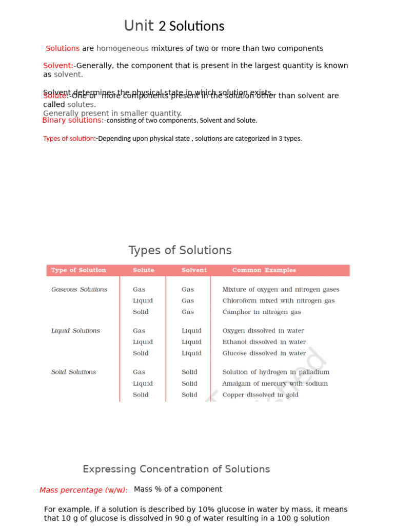 Understanding Solutions and Concentrations | PDF | Solubility | Molar ...