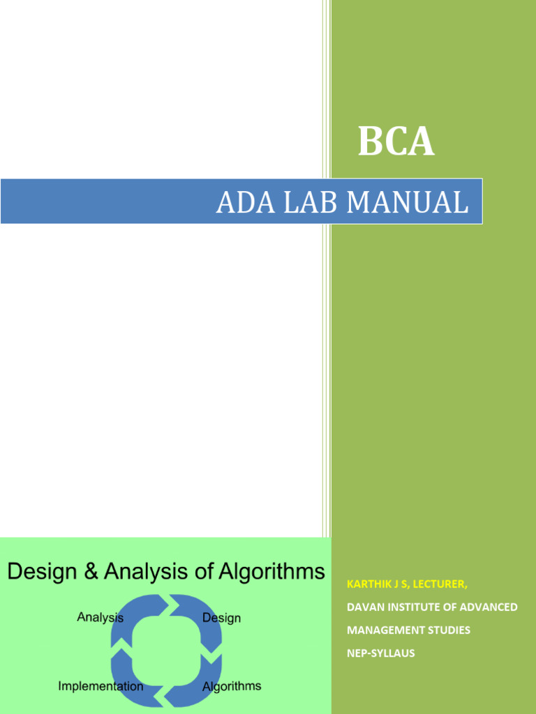 Ada Lab Manual (Davan) - 1 | PDF | Combinatorics | Theoretical Computer ...