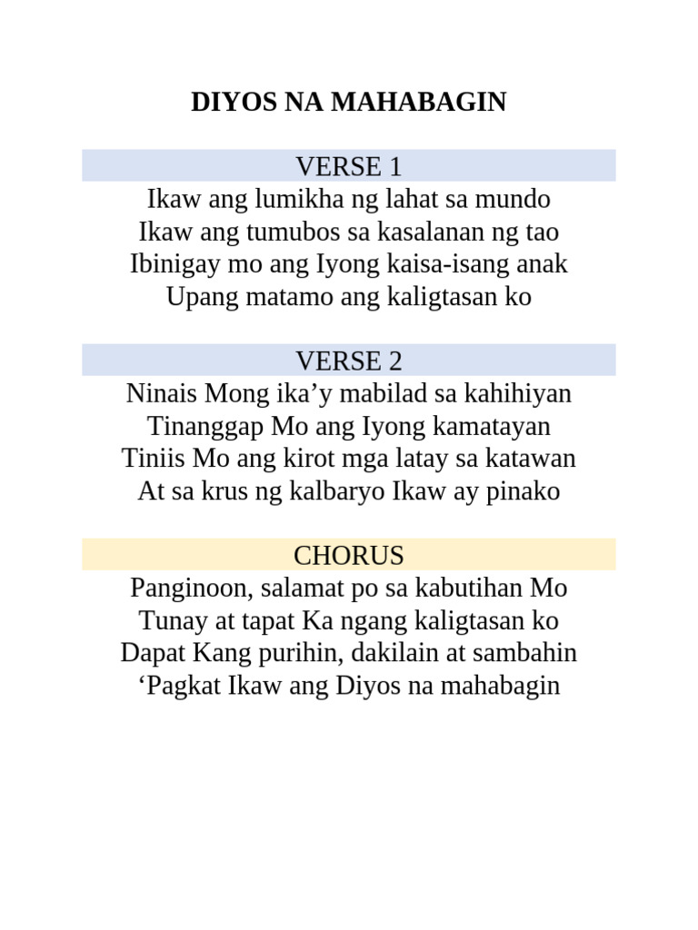 Diyos Na Mahabagin | PDF
