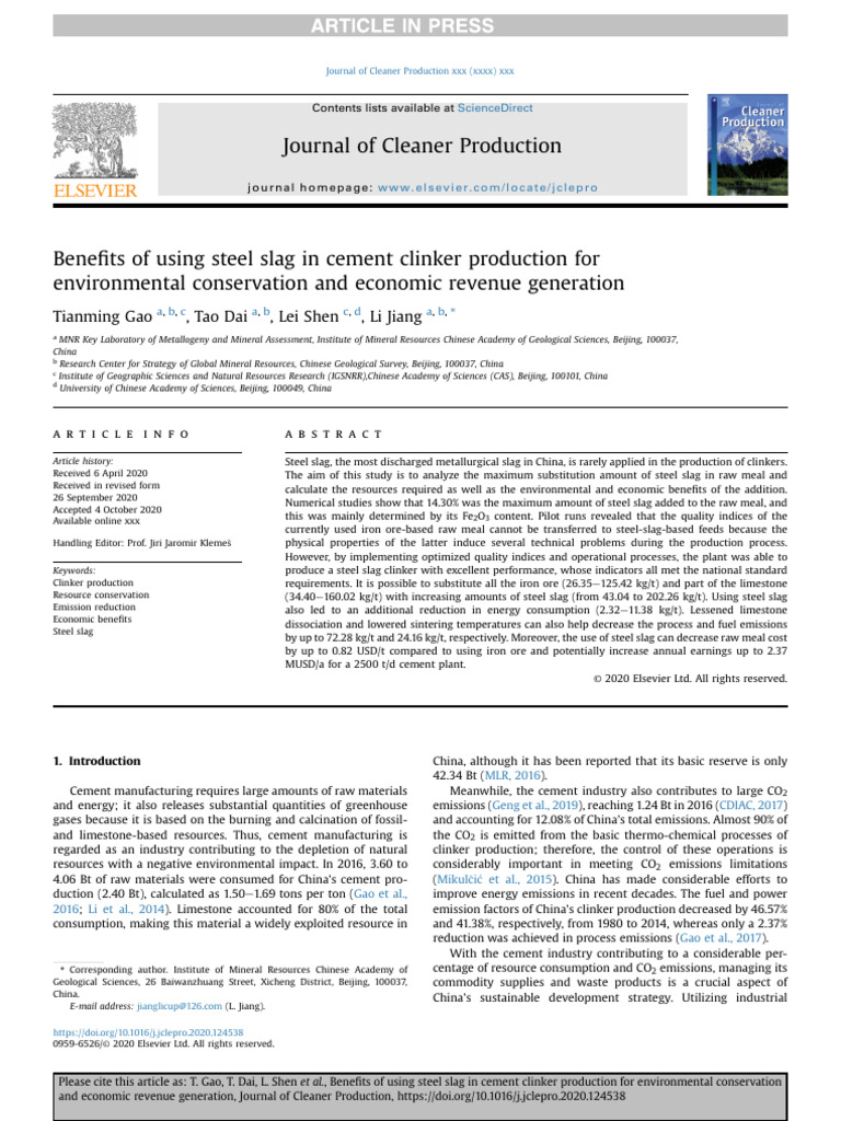 Steel Slag in Cement Clinker Production | PDF | Cement | Iron
