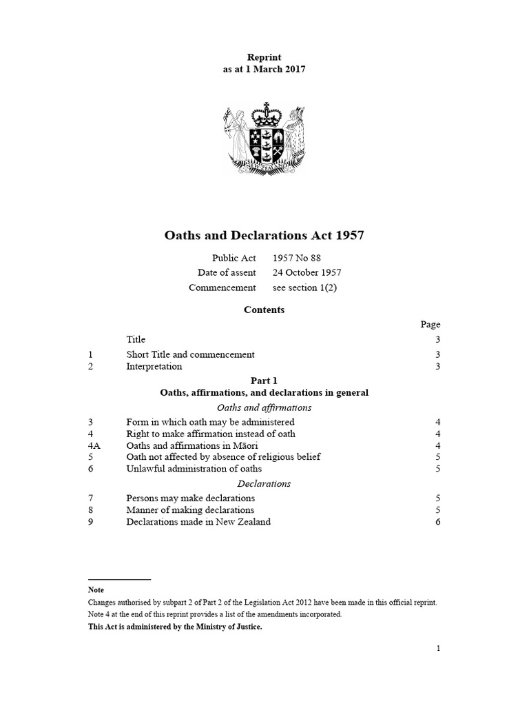 Oaths and Declarations Act 1957 | PDF | Oath Of Office | Affidavit