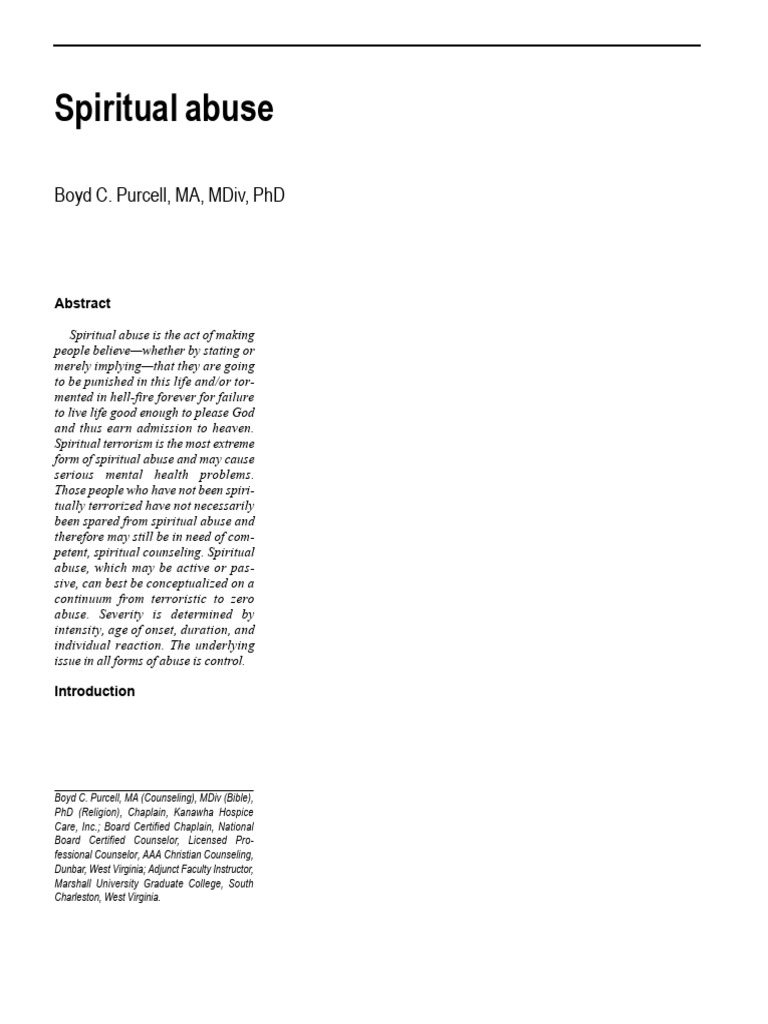 Understanding Spiritual Abuse Dynamics | PDF | Sin | Grief