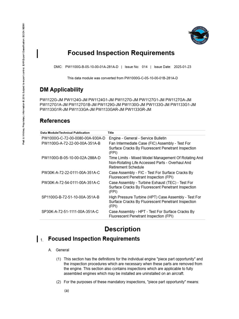 Focused Inspection Requirements for PW Engines | PDF | Mechanical ...