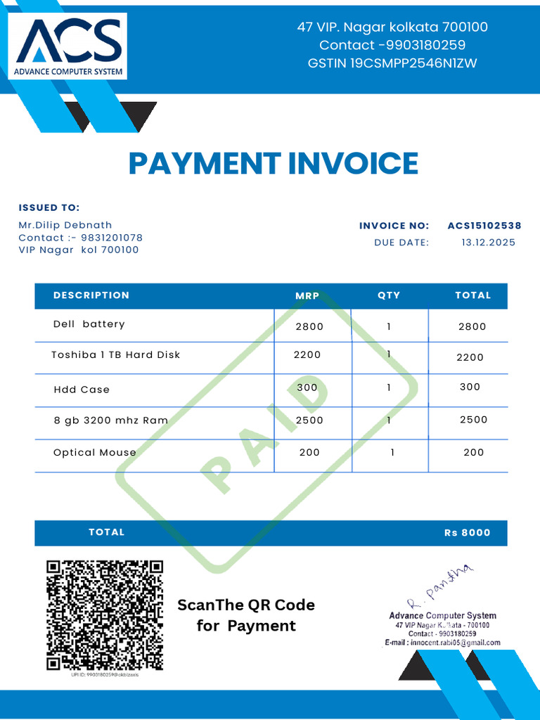 MR Dilip Invoice | PDF