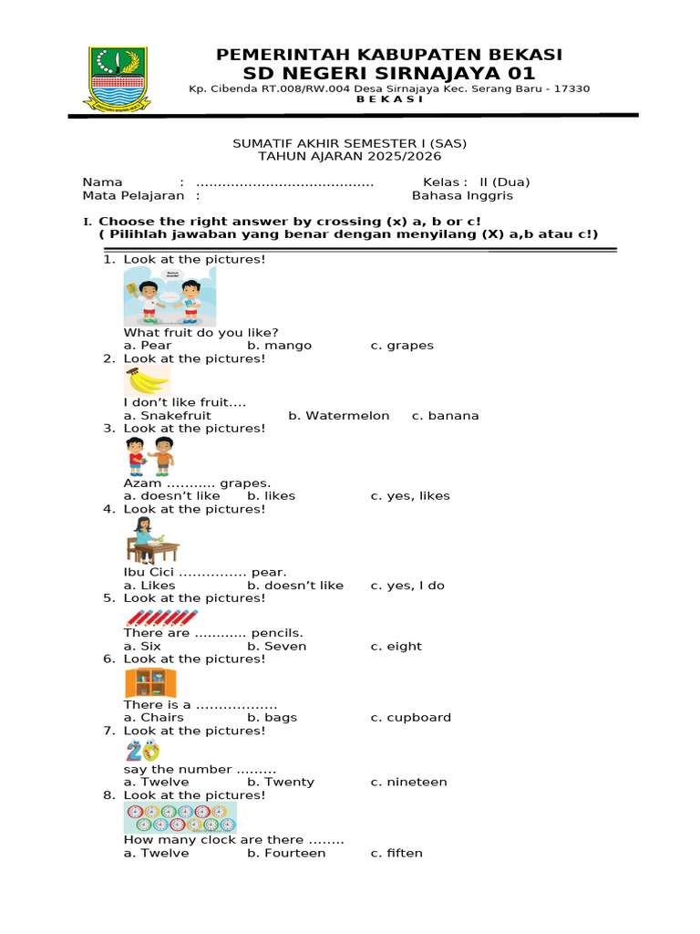 SAS 1 Kelas II - Bhs Inggris | PDF