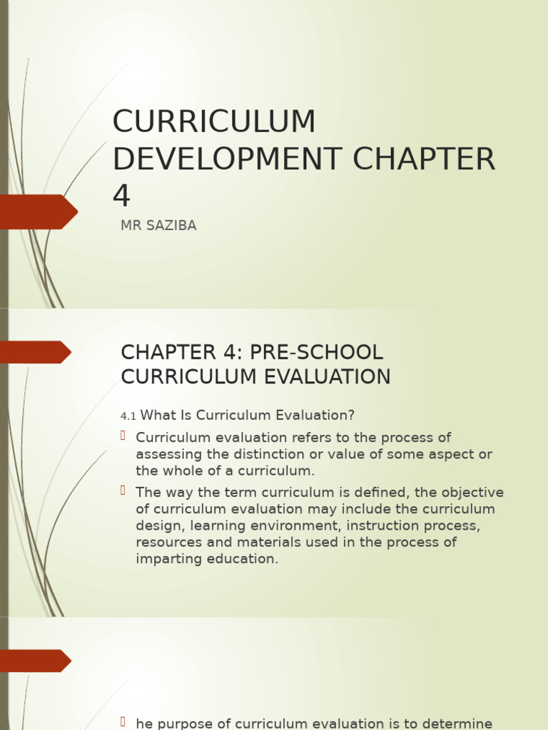 Curriculum Development Chapter 4 | PDF | Evaluation | Curriculum
