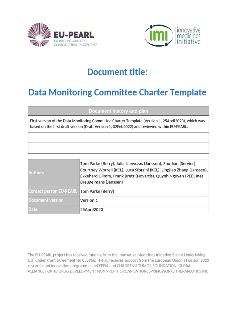 Data Monitoring Committee Charter Template | PDF | Conflict Of Interest ...