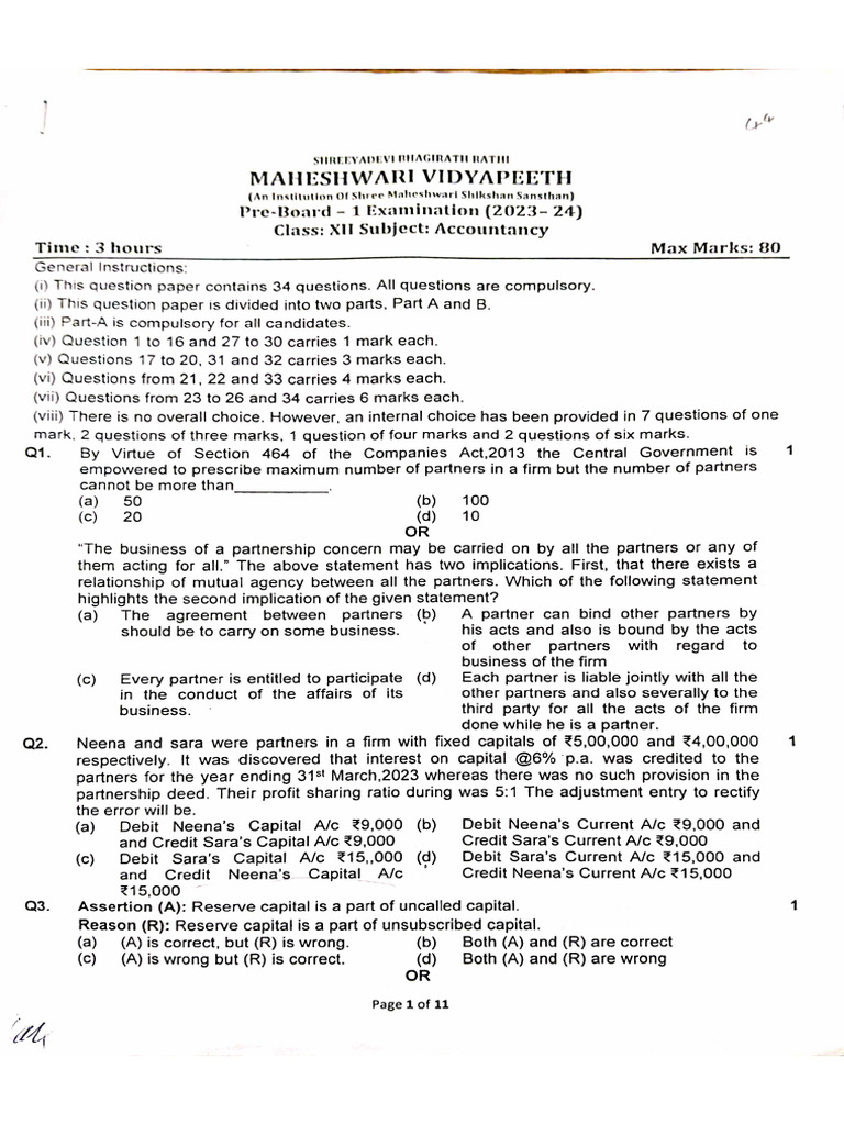 MVP Pre Board 1 | PDF