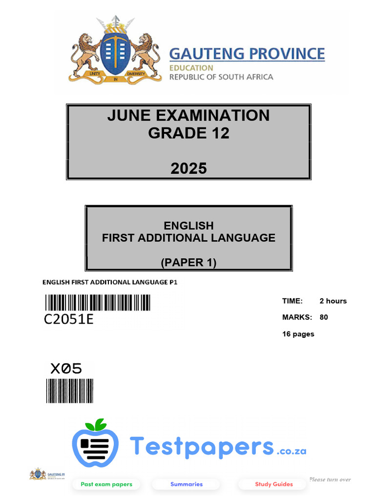 Grade 12 English Exam Paper 1 2025 | PDF | Adolescence | Bullying