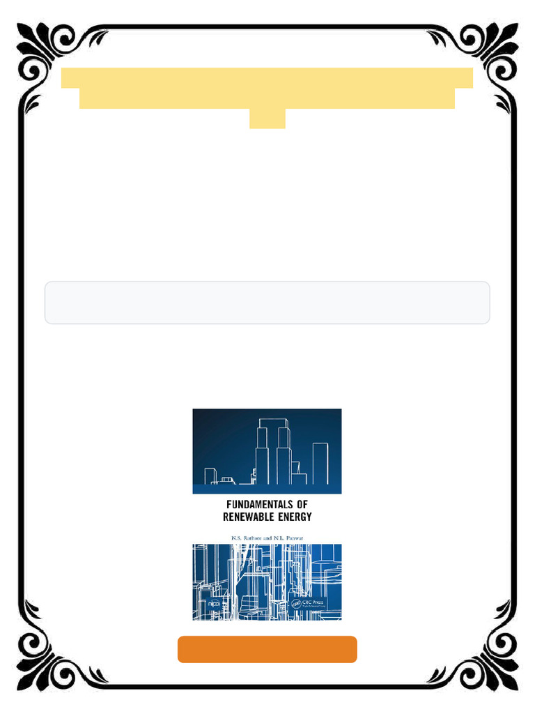 Fundamentals of Renewable Energy 1st Edition Rathore eBook full content ...
