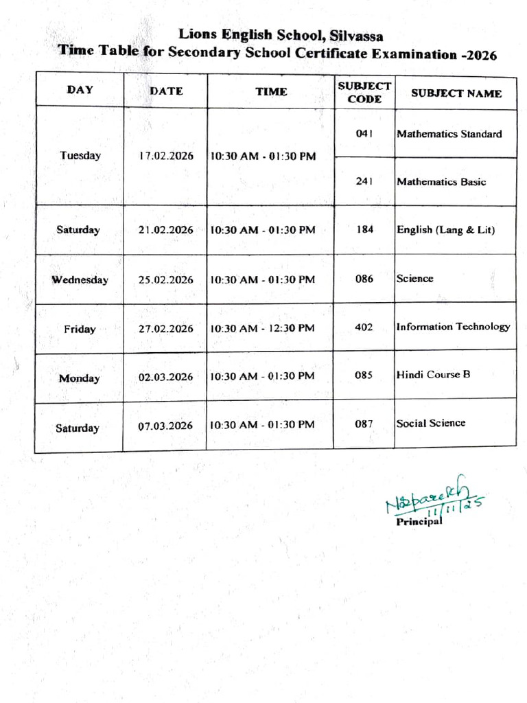 2026 Secondary School Exam Timetable | PDF