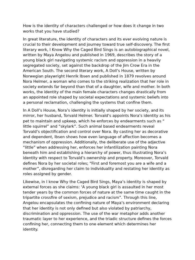Character Identity Transformation in Literature | PDF | A Doll's House