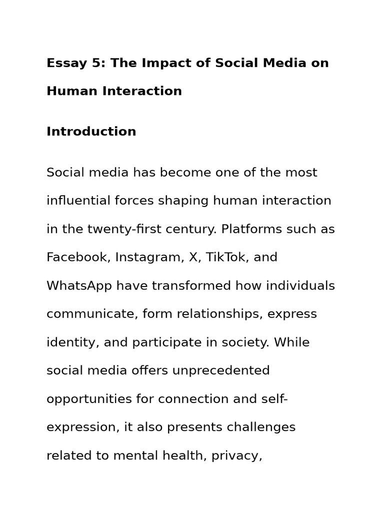 Social Media's Impact on Human Interaction | PDF | Social Media ...