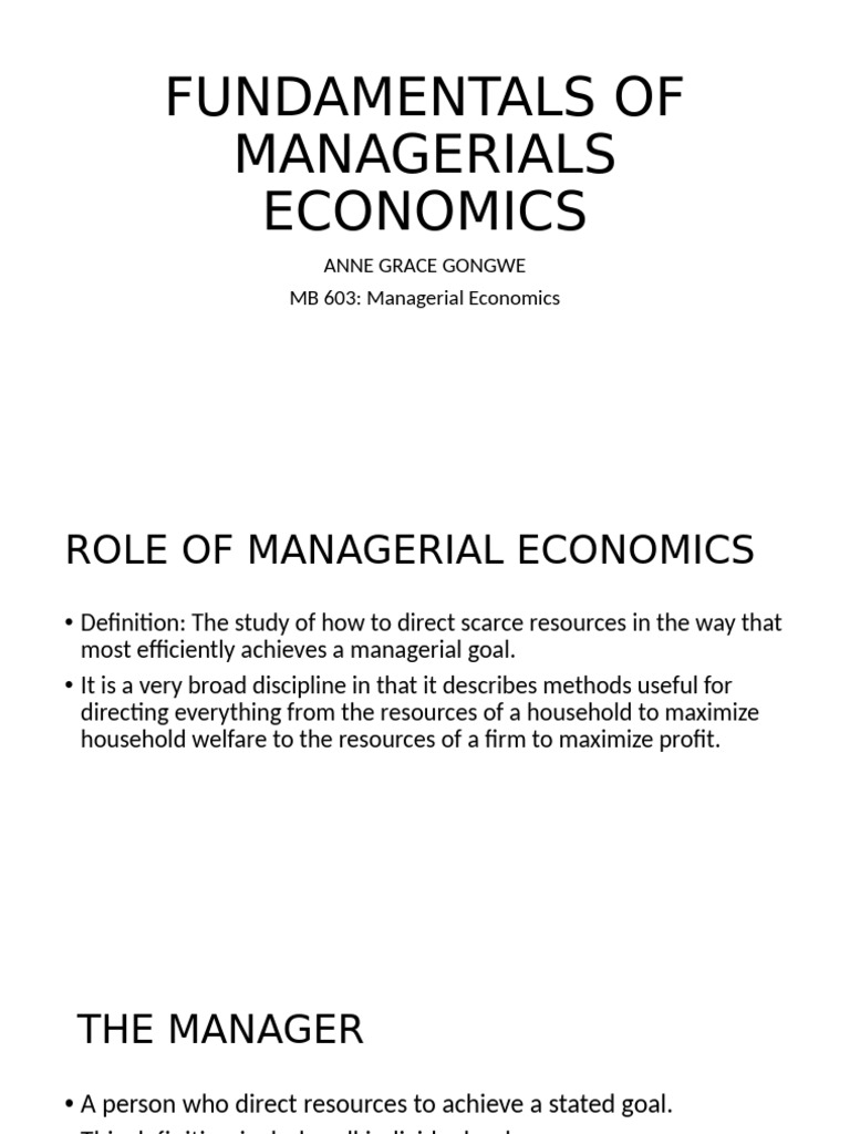 Managerial Economics Fundamentals Guide | PDF | Profit (Economics ...