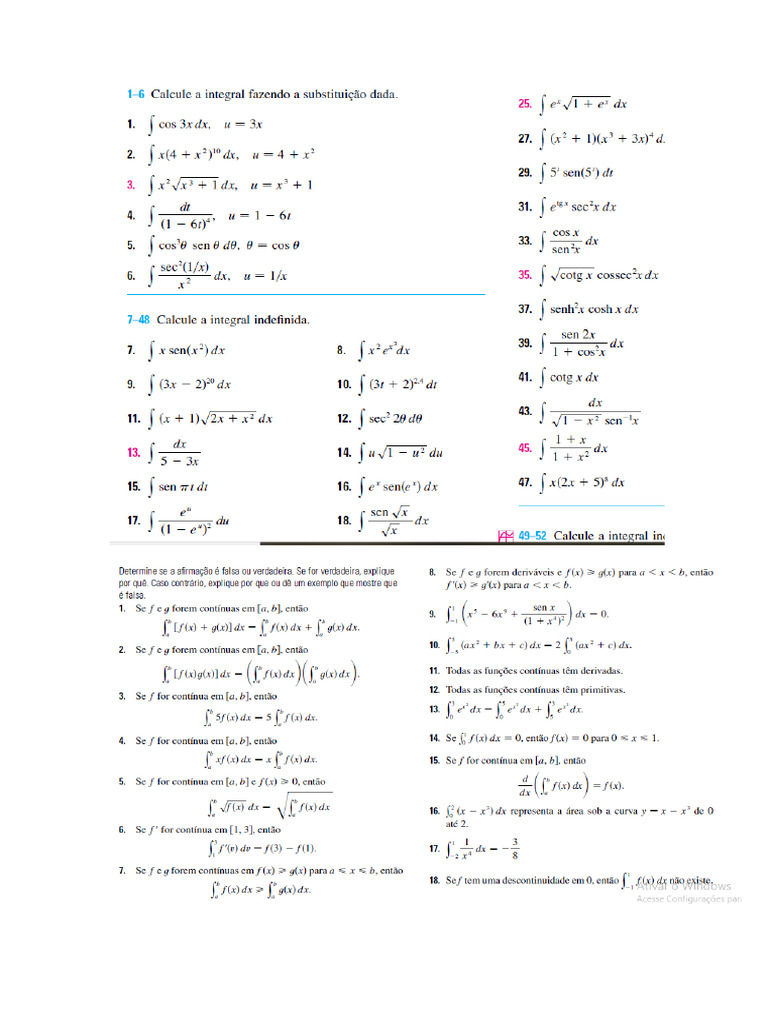 Lista de Integrais ENG. MEC-2 | PDF
