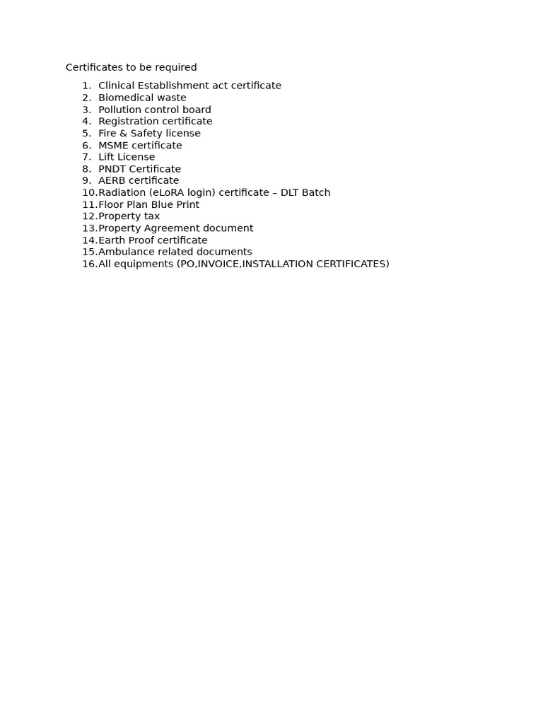 Certificates To Be Required | PDF