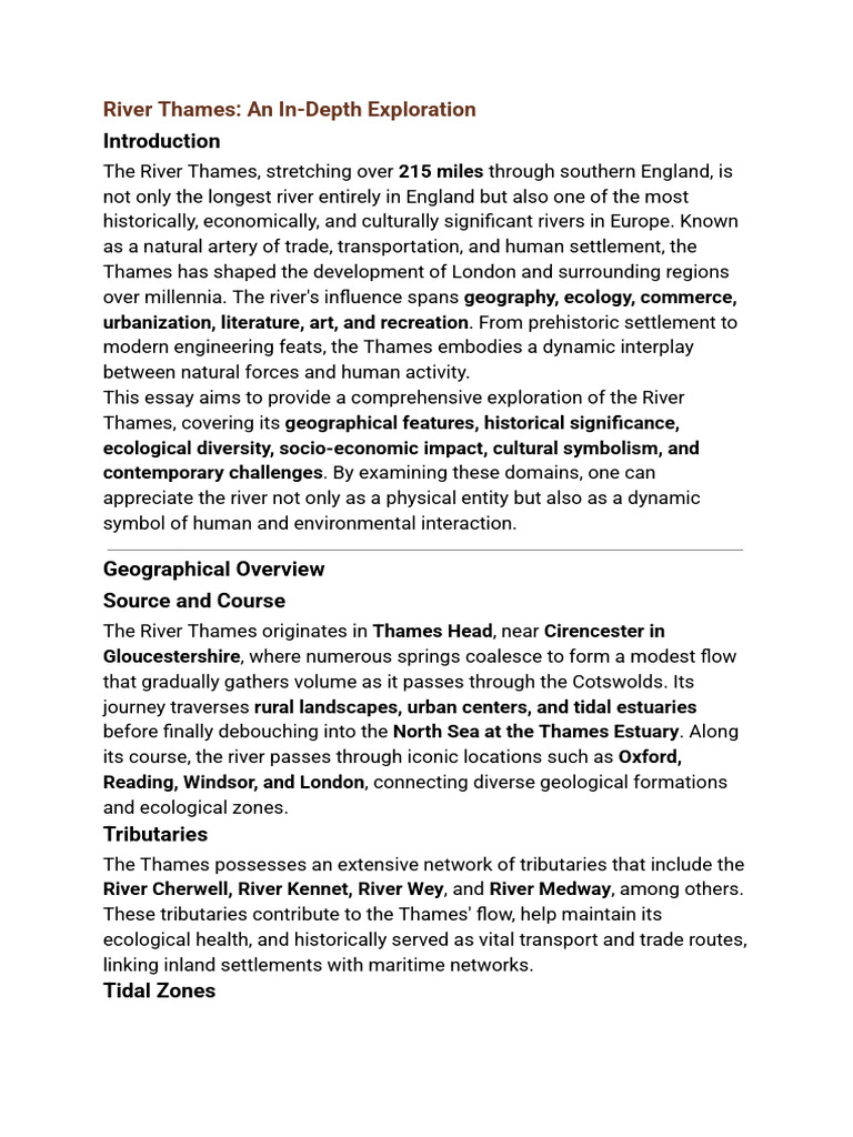 River Thames - An In-Depth Exploration | PDF | River Thames | River