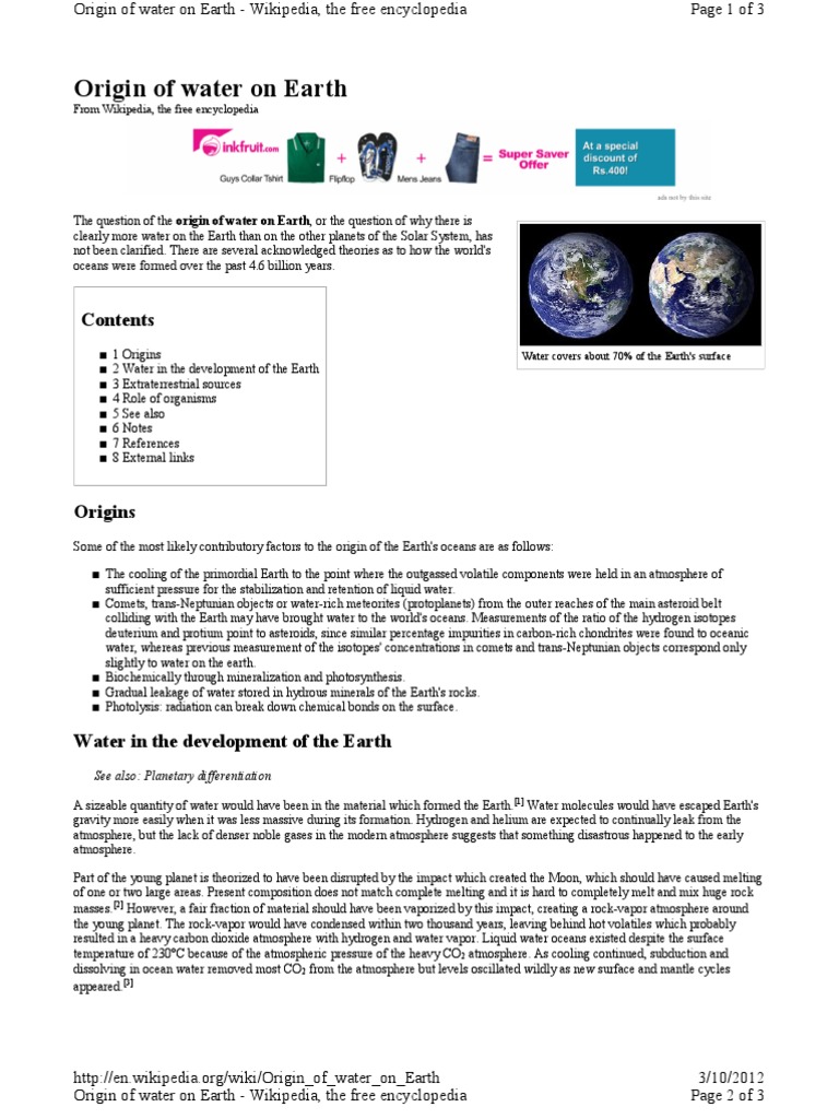 Origin of Water On Earth | PDF | Language Arts & Discipline