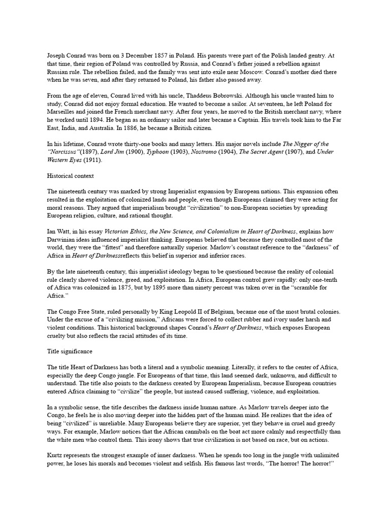 Heart of Darkness Part 1 | PDF | Joseph Conrad | Heart Of Darkness