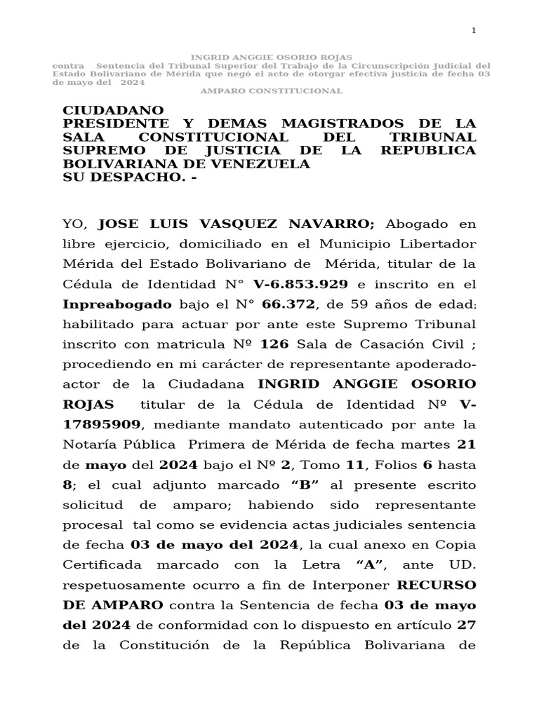 Amparo Ingrid Anggie Osorio Rojas | PDF | Sentencia (ley) | Evidencia (ley)