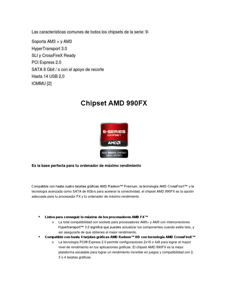 Chipset AMD 990FX | PDF | Microprocesador | USB