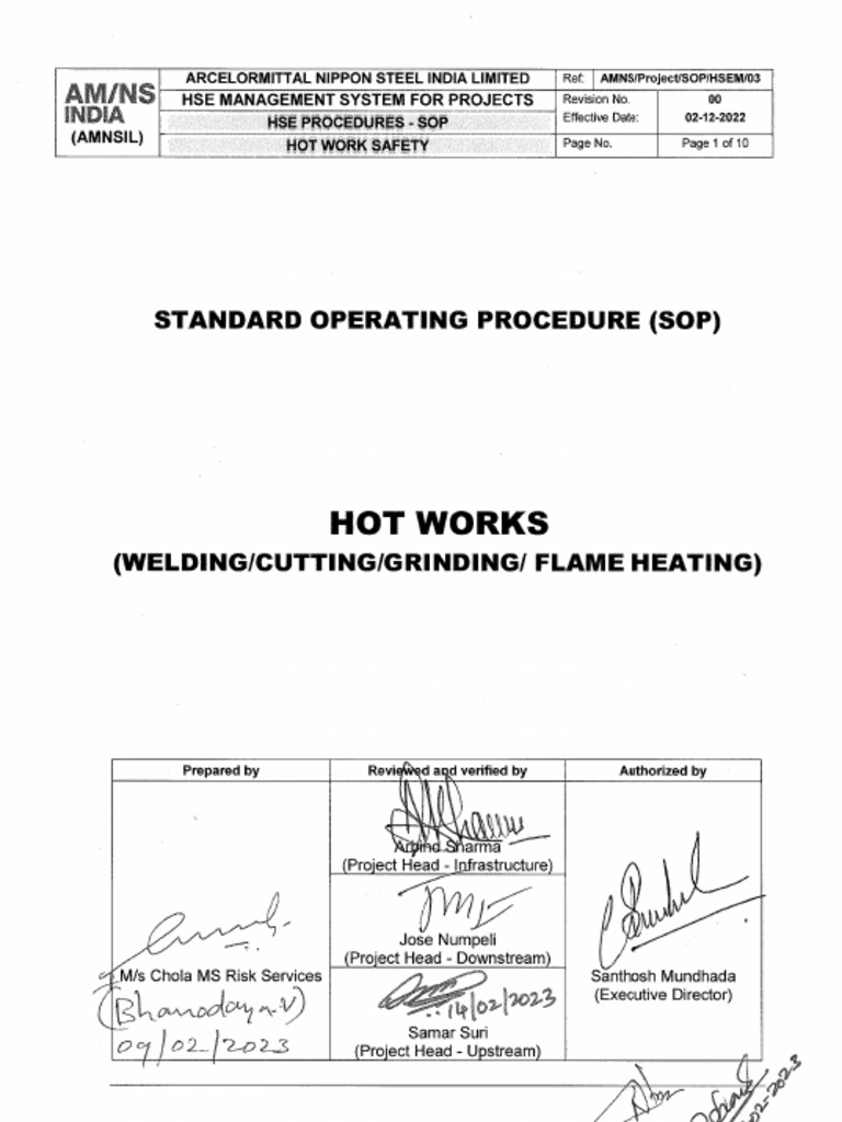 Amns Project Sop Hsem 03 Hot Work | PDF