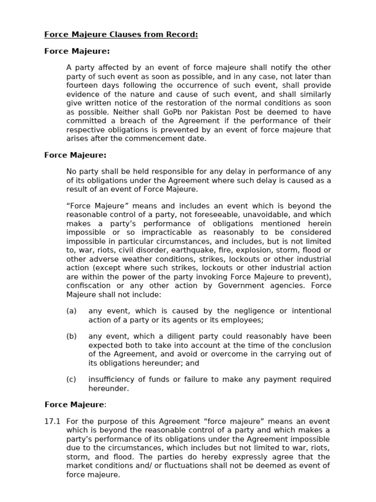 Force Majeure- Clause | PDF | Civil Law (Legal System) | Private Law