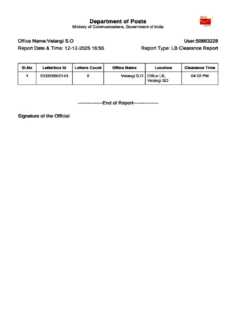 LB Clearance Reports for December 2025 | PDF