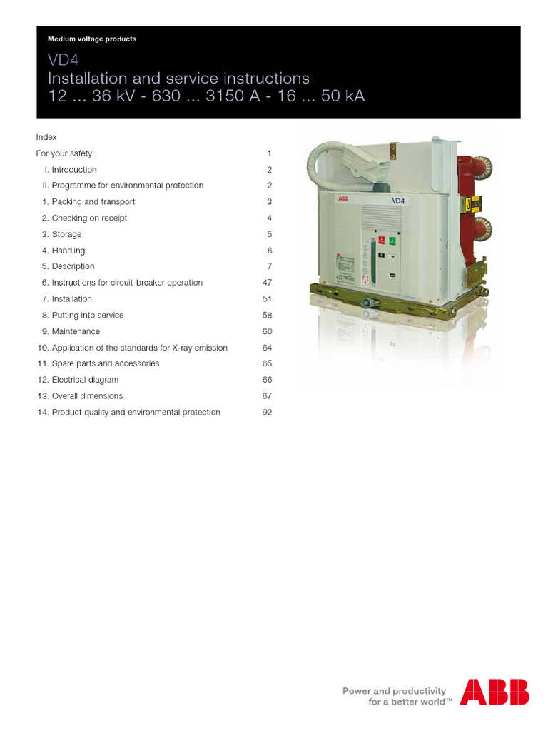 ABB ACB VD4 | PDF | Electricity | Electrical Engineering
