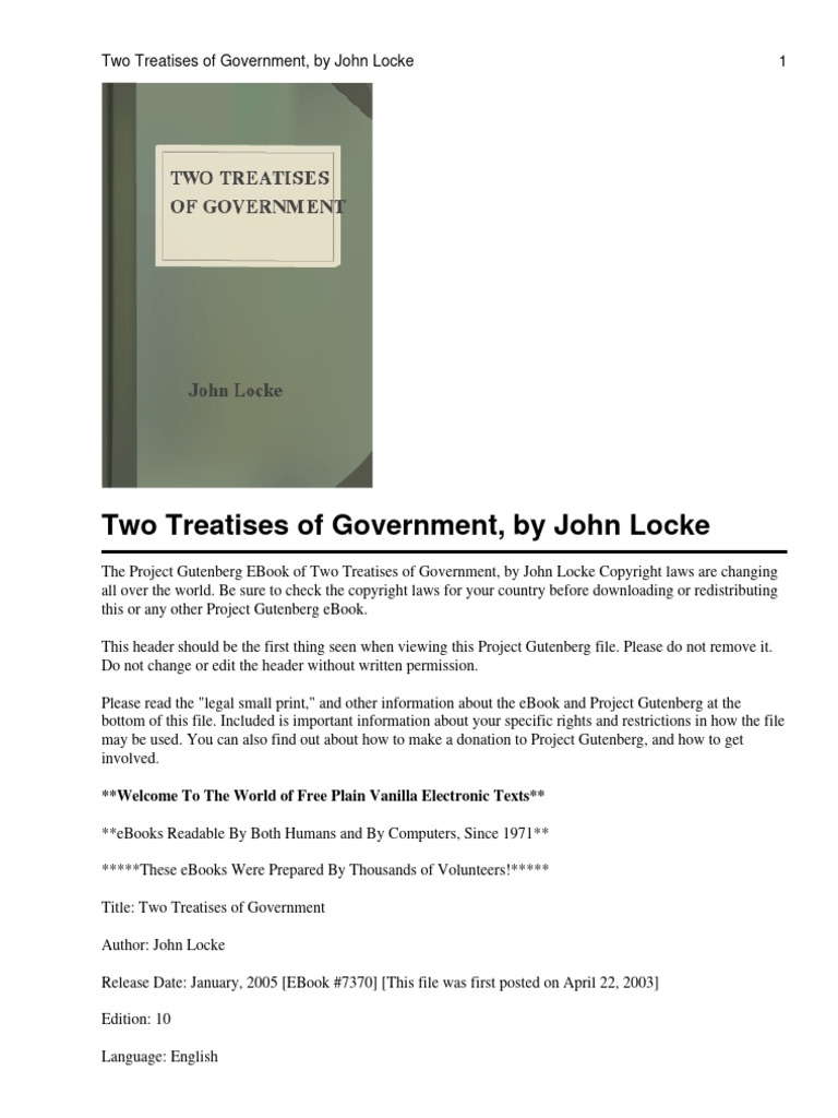Locke's Two Treatises of Government | PDF | Project Gutenberg | Crimes
